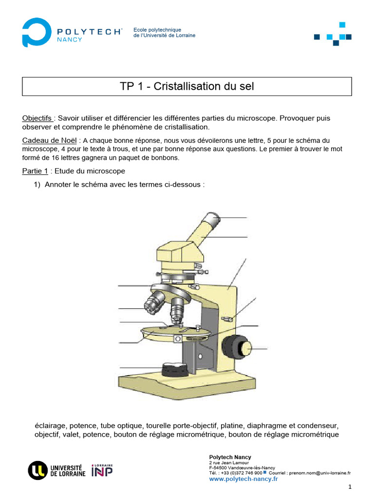 TP 1 - Cristallisation Du Sel: Ecole Polytechnique de L'université de ...