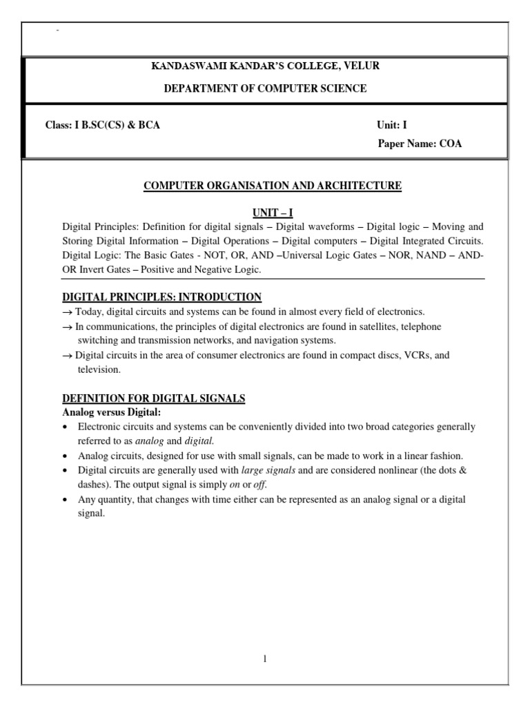 Coa Unit-1 | PDF Coa Unit-1 | PDF