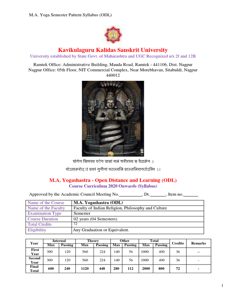 MSU MA Yoga | PDF | Yoga | Yoga Sutras Of Patanjali