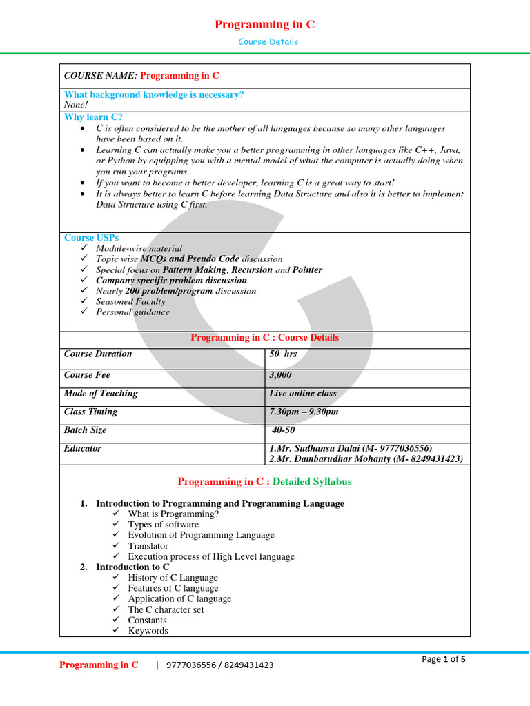 Programming In C Pdf Pointer Computer Programming Control Flow 1649