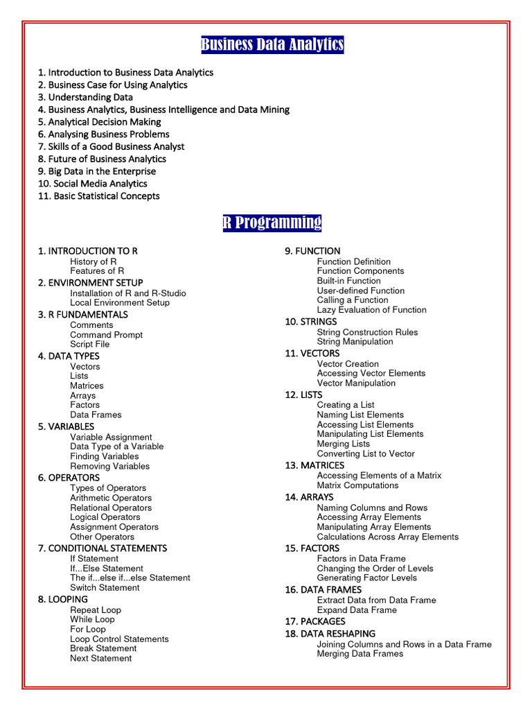 Business Analytics-SYLLABUS | PDF | Matrix (Mathematics) | Regression Analysis