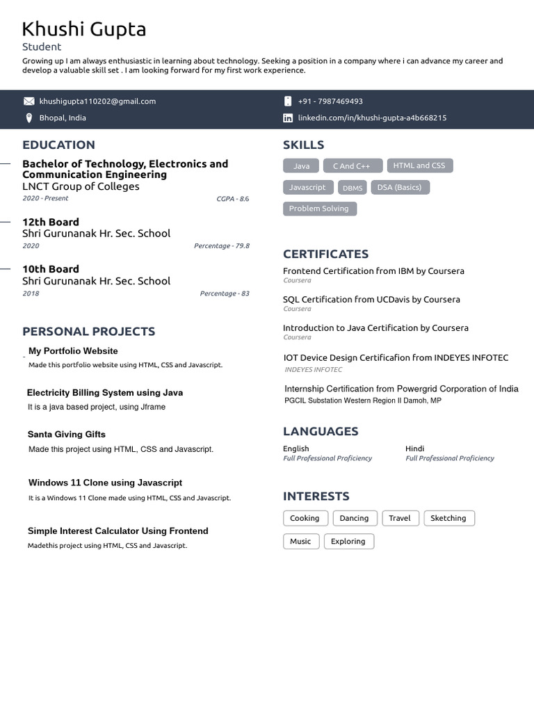 New Khushi Gupta Resume | PDF