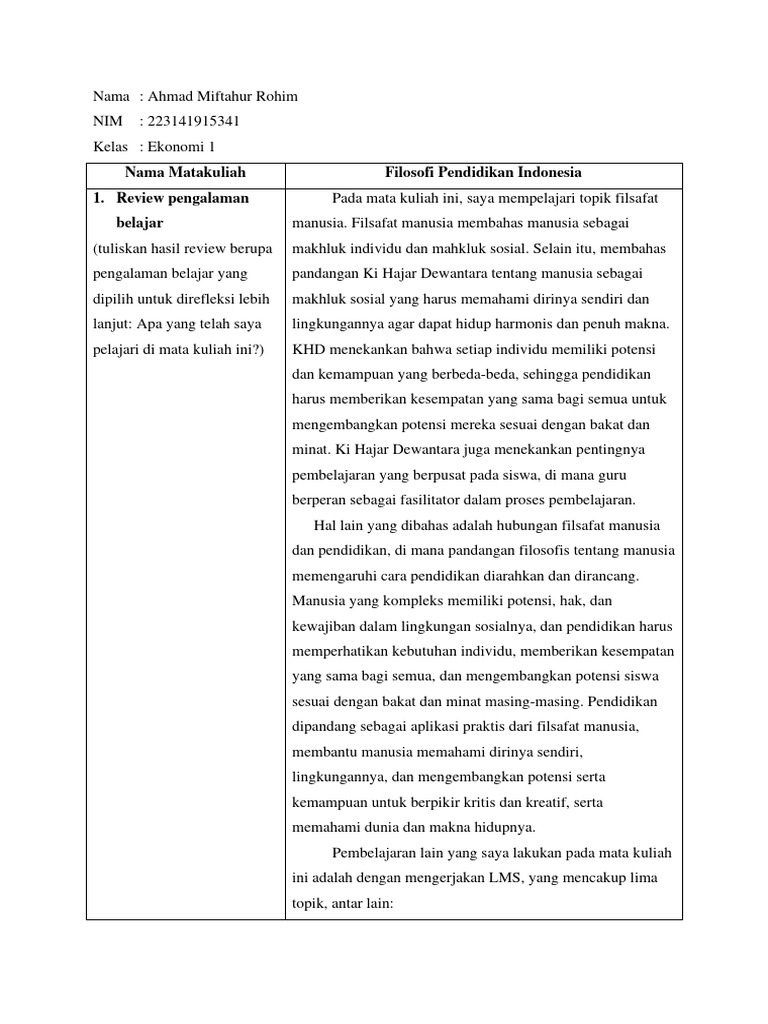 Jurnal Refleksi - Filosofi Pendidikan Indonesia | PDF Jurnal Refleksi - Filosofi Pendidikan Indonesia | PDF