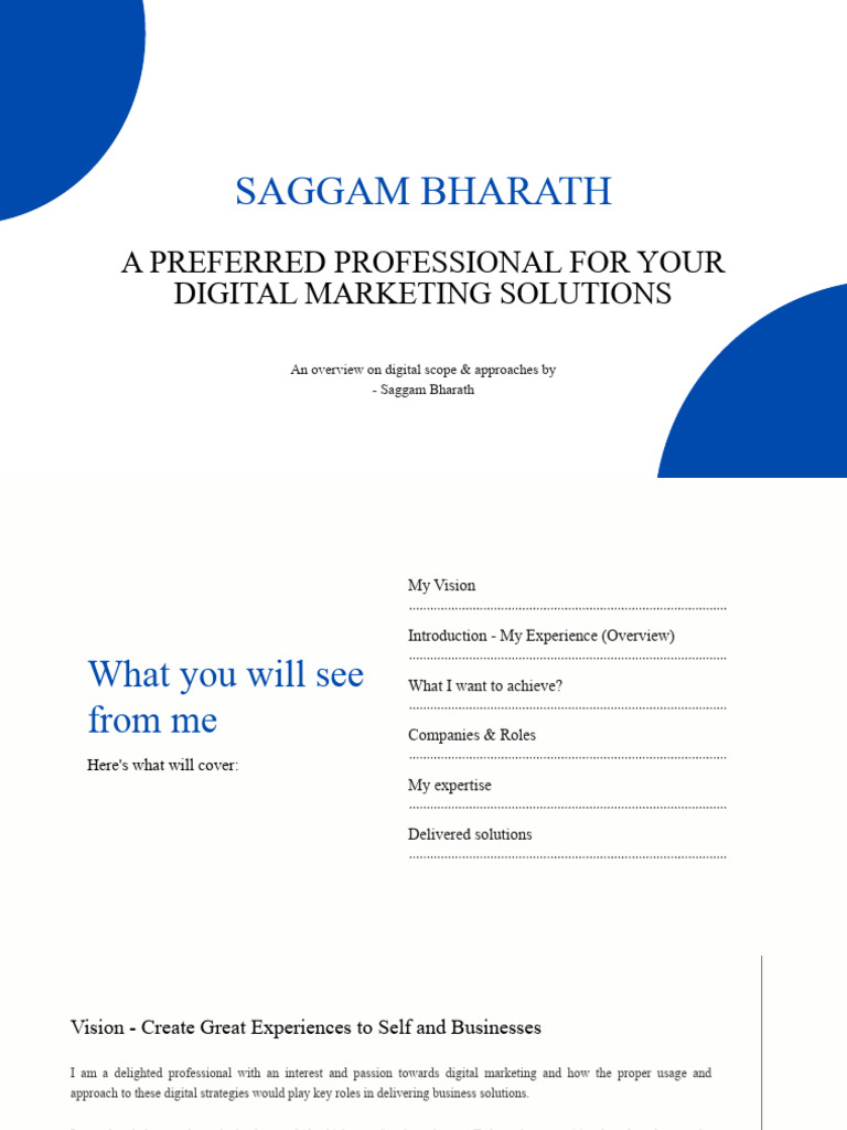 Saggam Bharath - Portfolio | PDF | Digital Marketing | Customer ...