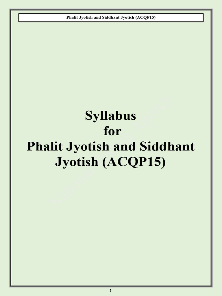 Phalit Jyotish and Siddhant Jyotish Acqp15 | PDF