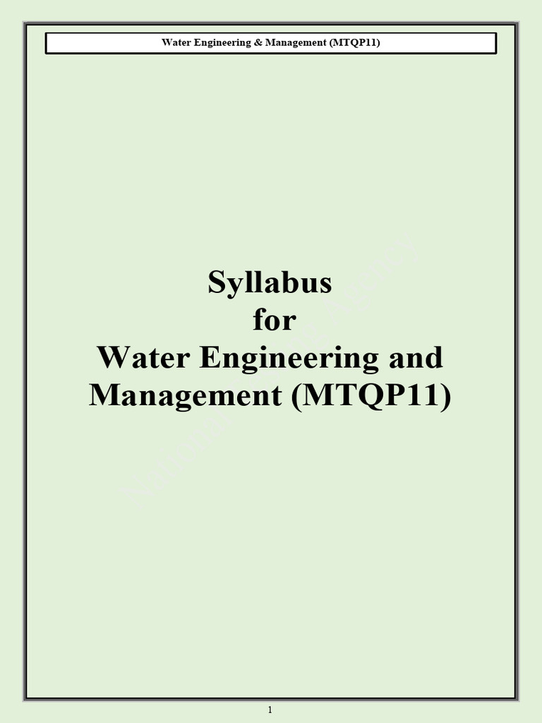 Water Engineering & Management Syllabus | PDF | Fluid Mechanics ...