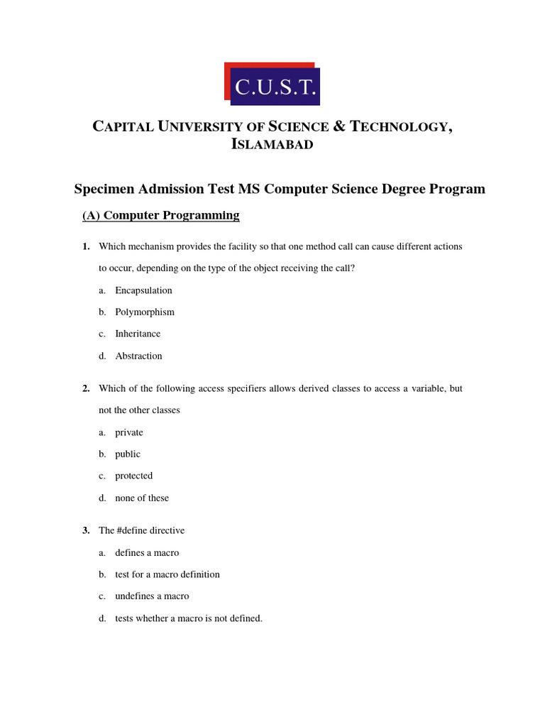 Spample Paper MSCS Sample Paper | PDF | Computer Network | Computer Programming