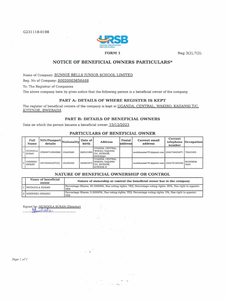 Signed Form 1 | PDF
