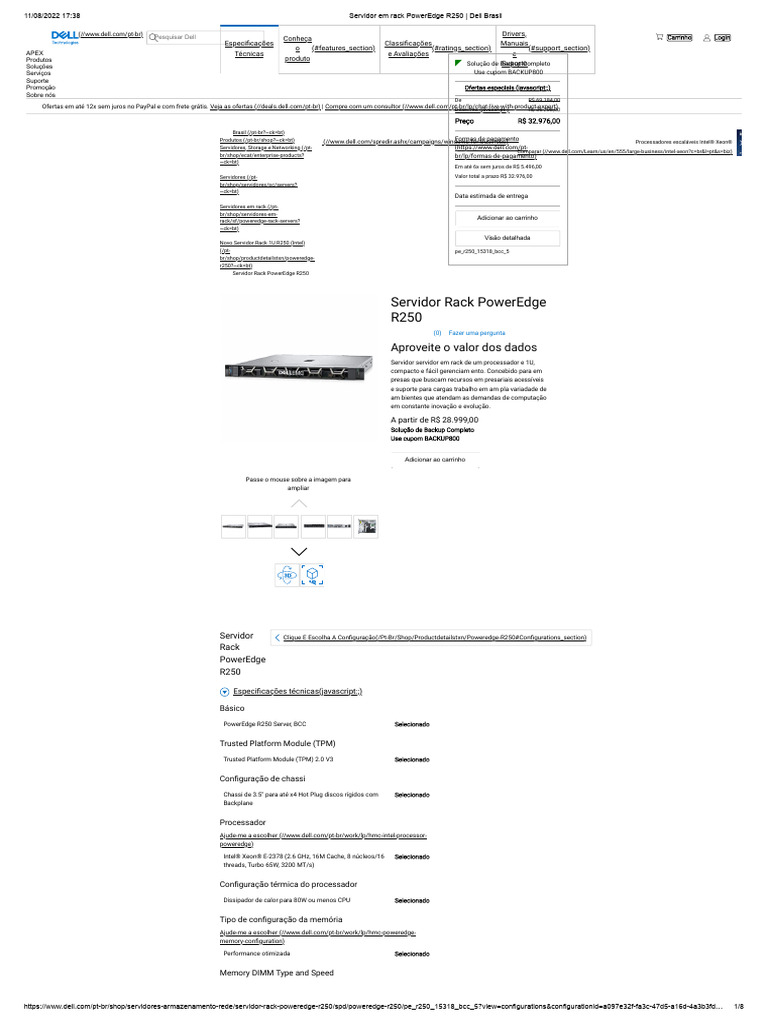 Servidor em Rack PowerEdge R250 - Dell Brasil | PDF