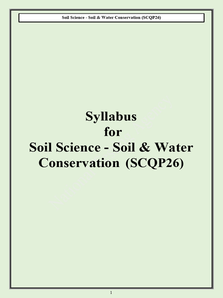Soil Science and Water Conservation Syllabus | PDF | Soil | Hydrology