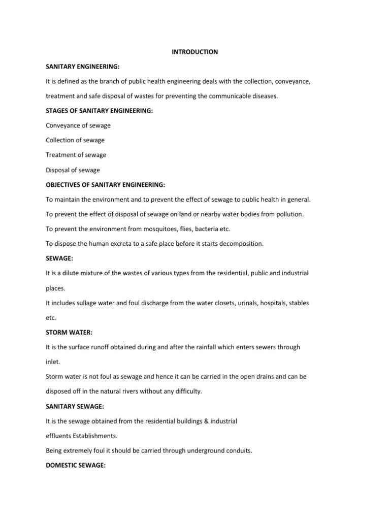 INTRODUCTION To Sewerage | PDF | Sanitary Sewer | Sewage Treatment