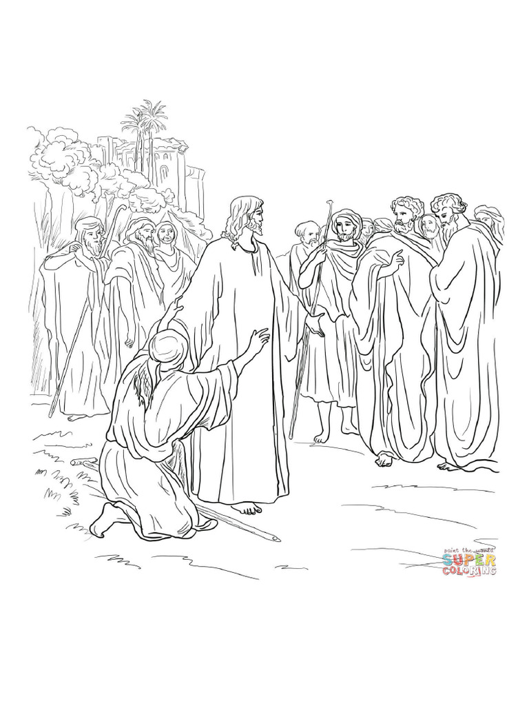Jesus Healing The Demon Possessed Man Coloring Page - Free Printable ...