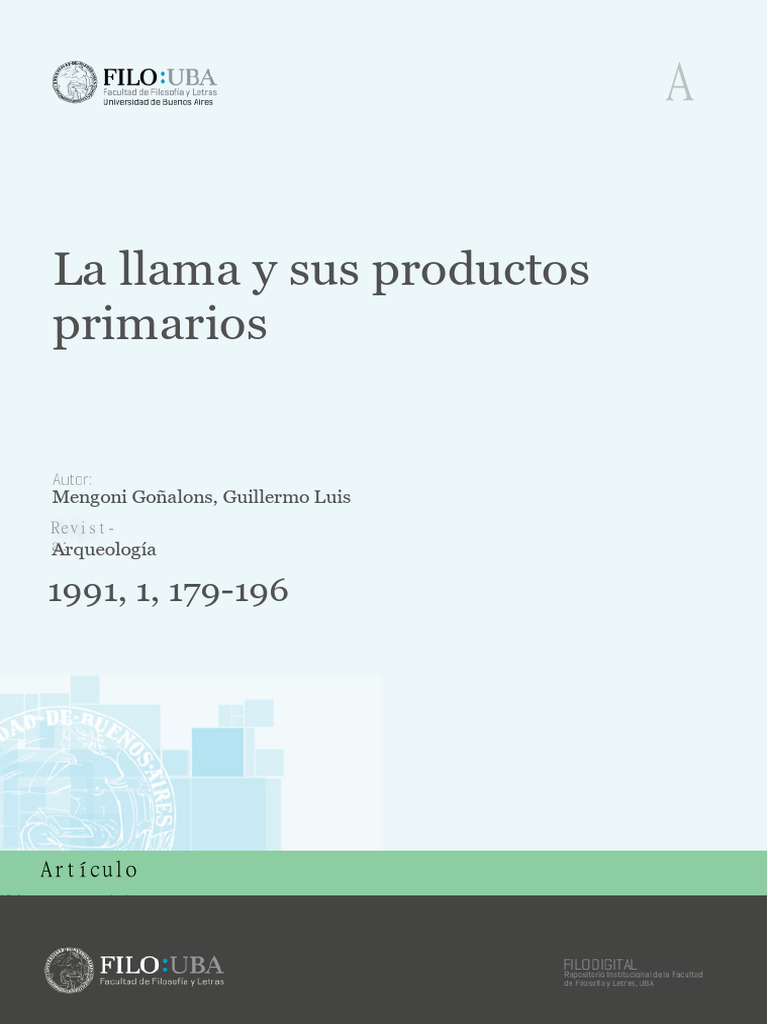 La Llama y Sus Productos Primarios Mengoni 1999 | PDF