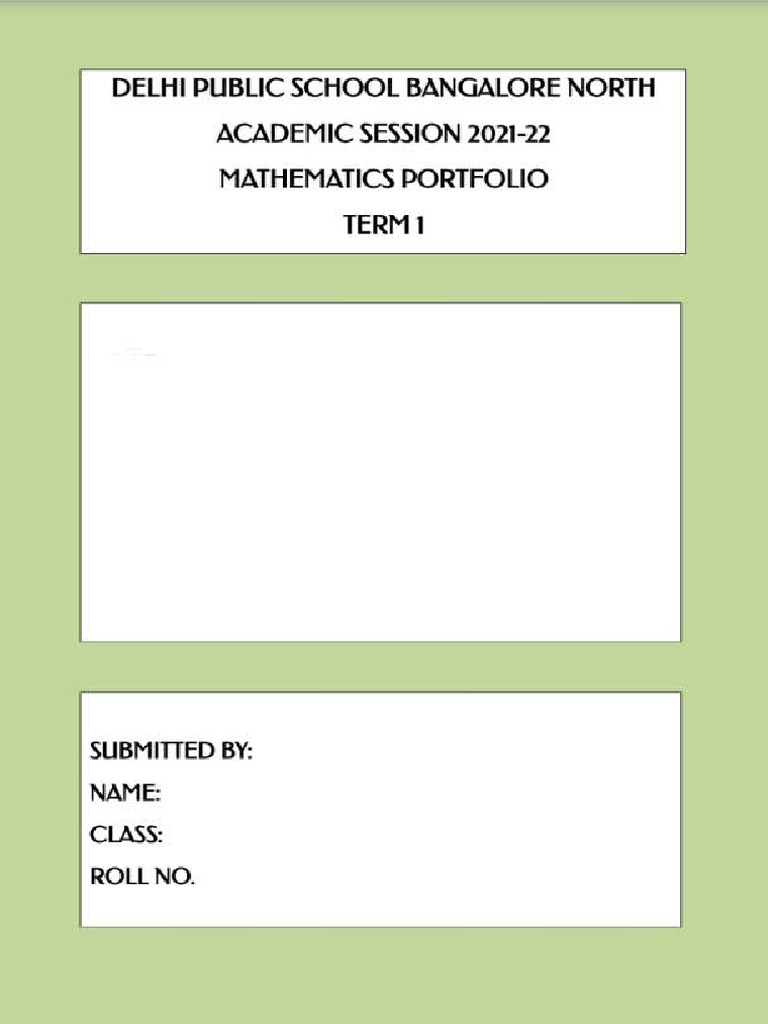 Math Portfolio Cover Pdf