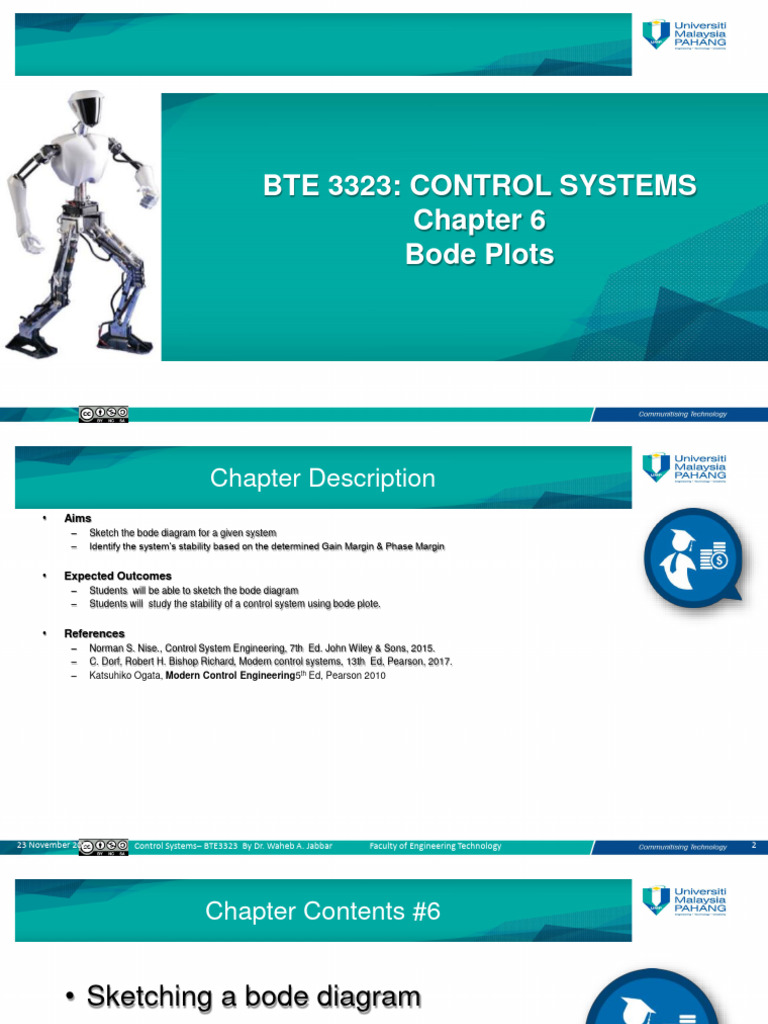 BTE3323-Control Systems-CHAPTER 6 - Bode Plots-Lecture 13 | PDF | Electrical Engineering | Mechanics