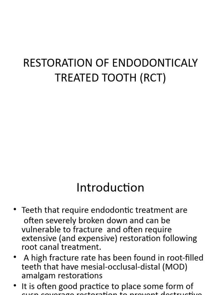 Restoration of RCT Tooth | PDF