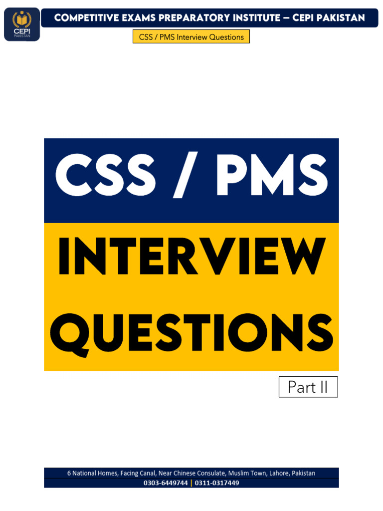CEPI CSS-PMS Interview Questions (Part 2) | PDF