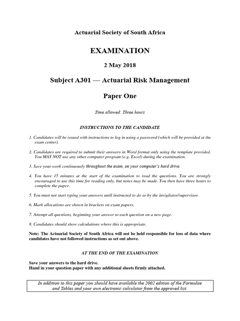A301-1 June 2018 Exam | PDF