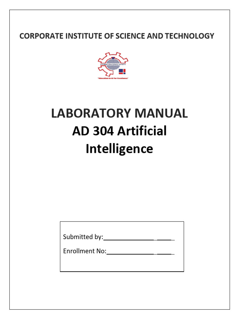 AD 304 Artificial Intelligence Lab Manual | PDF | Teaching Methods & Materials