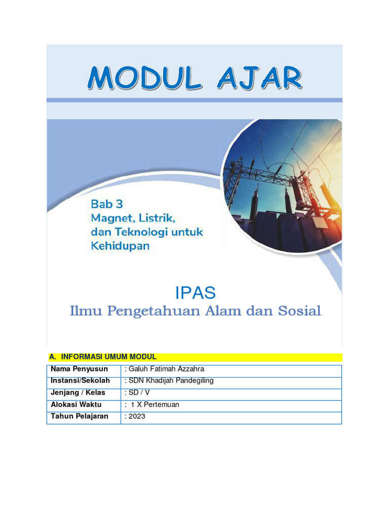 Modul Ajar IPAS Kelas 5 - BAB 3 MAGNET | PDF