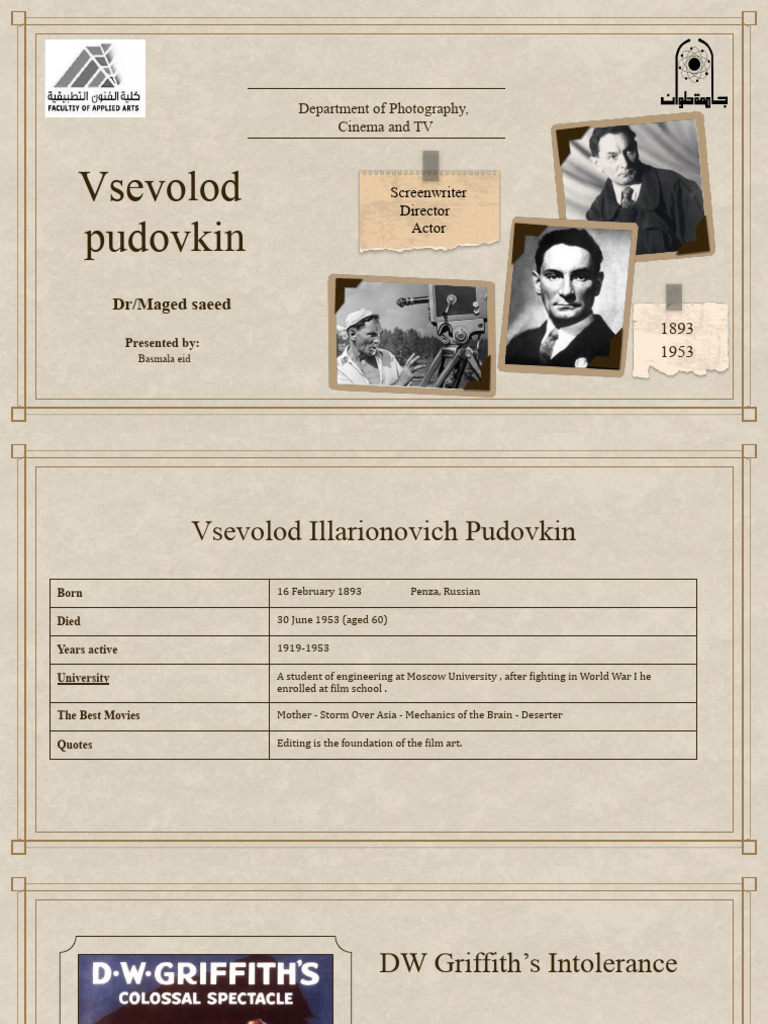 Vsevolod Pudovkin: Department of Photography, Cinema and TV | PDF