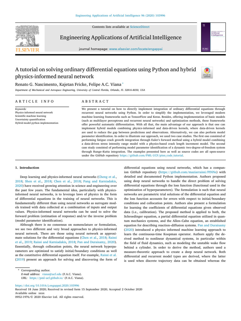 Renato - A Tutorial On Solving Ordinary Differential Equations Using Python and Hybrid Physics ...