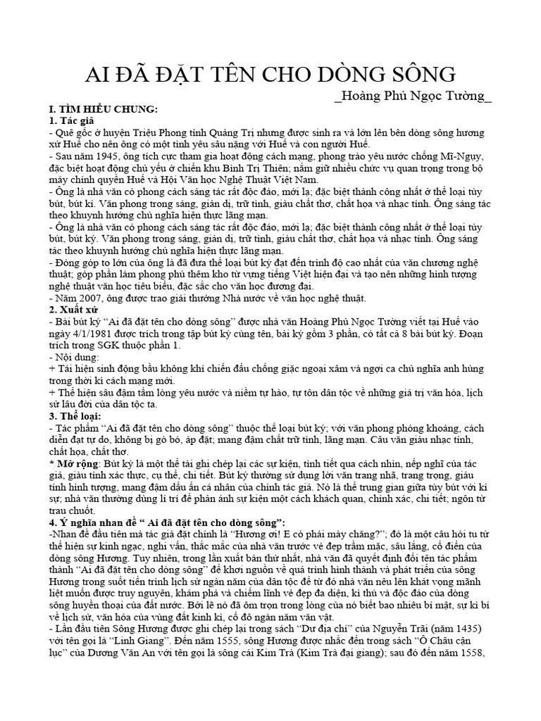 AI ĐÃ ĐẶT TÊN CHO DÒNG SÔNG | PDF