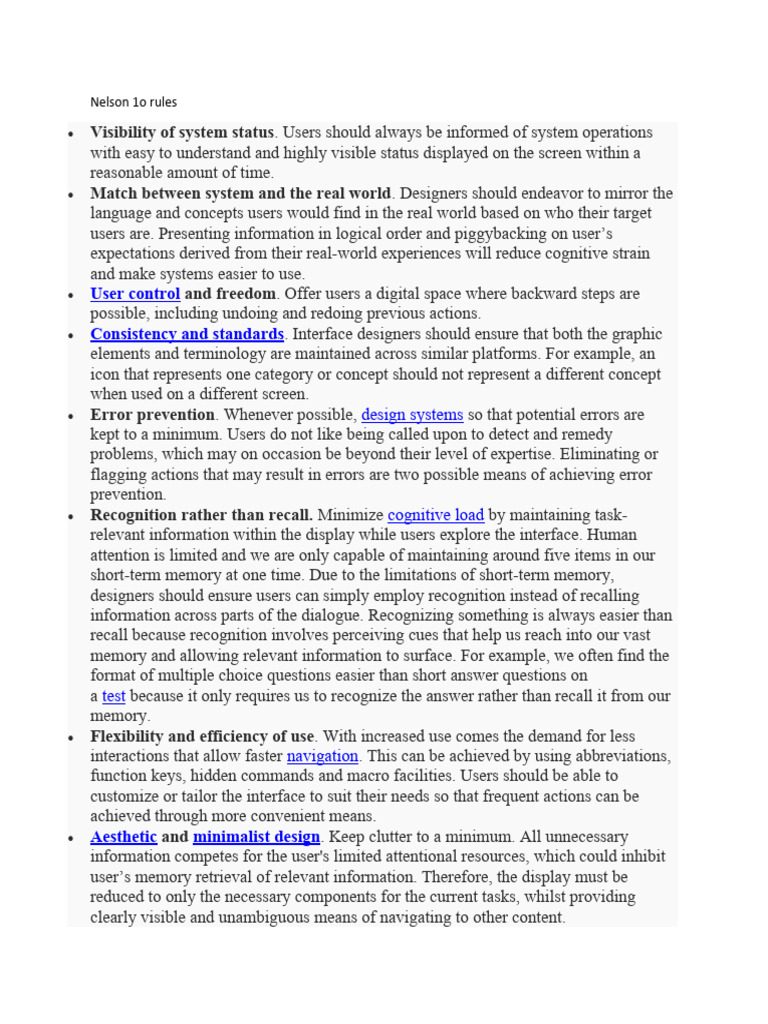 Nelson 1o Rules | PDF | Usability | Human–Computer Interaction
