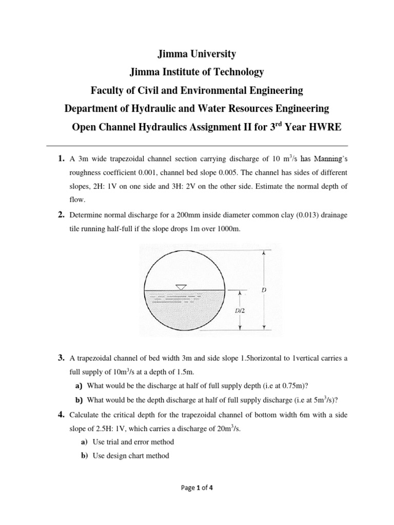 Open Channel Hydraulics Worksheet 2 | PDF | Spillway | Civil Engineering