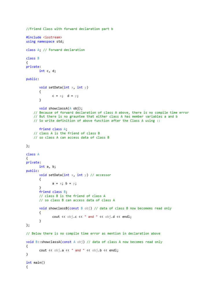 Friend Class With Forward Declaration Part | PDF Friend Class With Forward Declaration Part | PDF