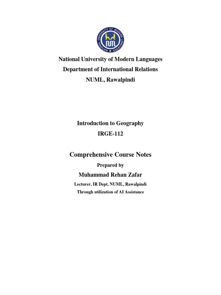 Introdcution To Geography - Comprehensive Notes by Muhammad Rehan Zafar ...