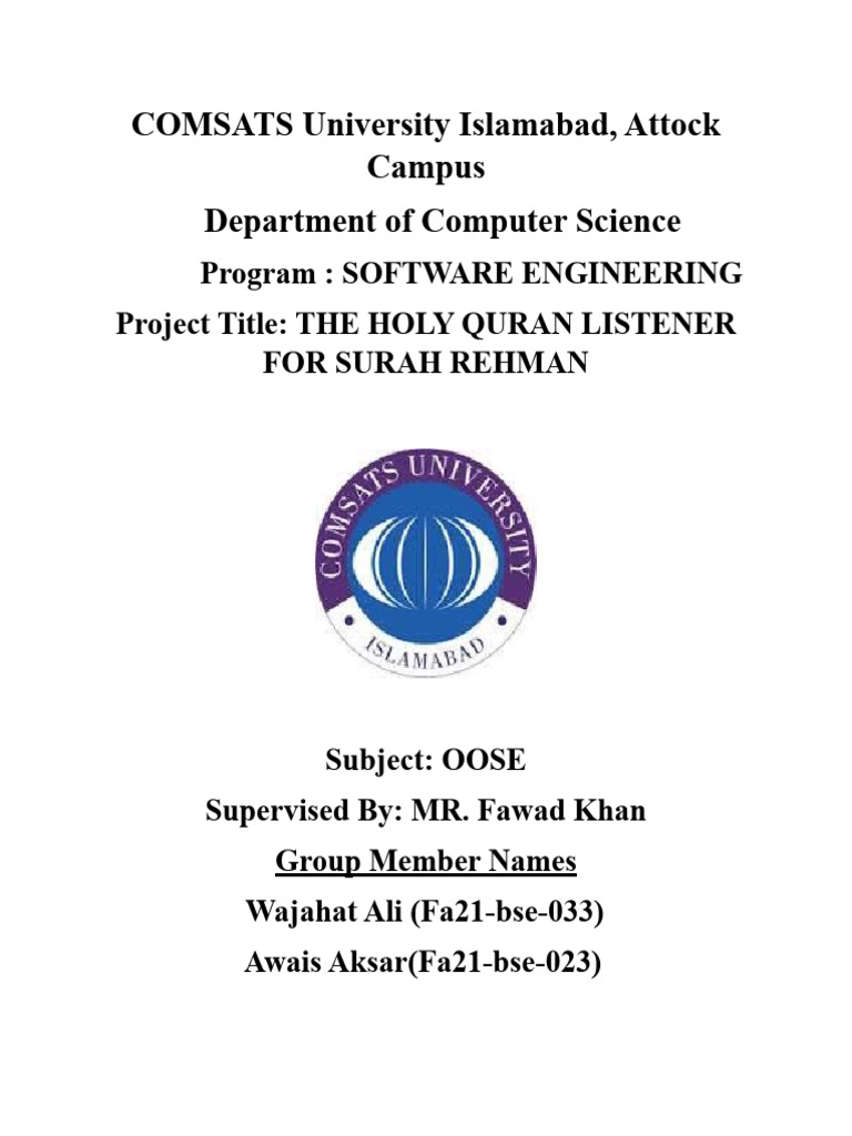 OOSE PROJECT Document | PDF | Surah | Quran