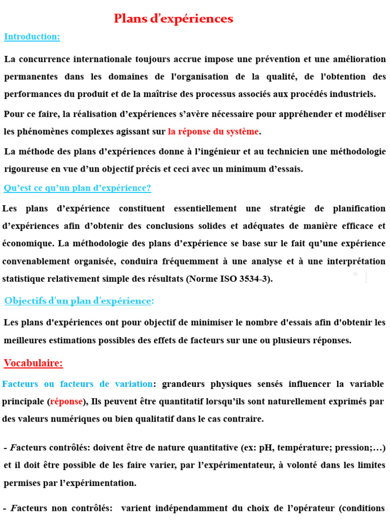 Plan D'exp | PDF