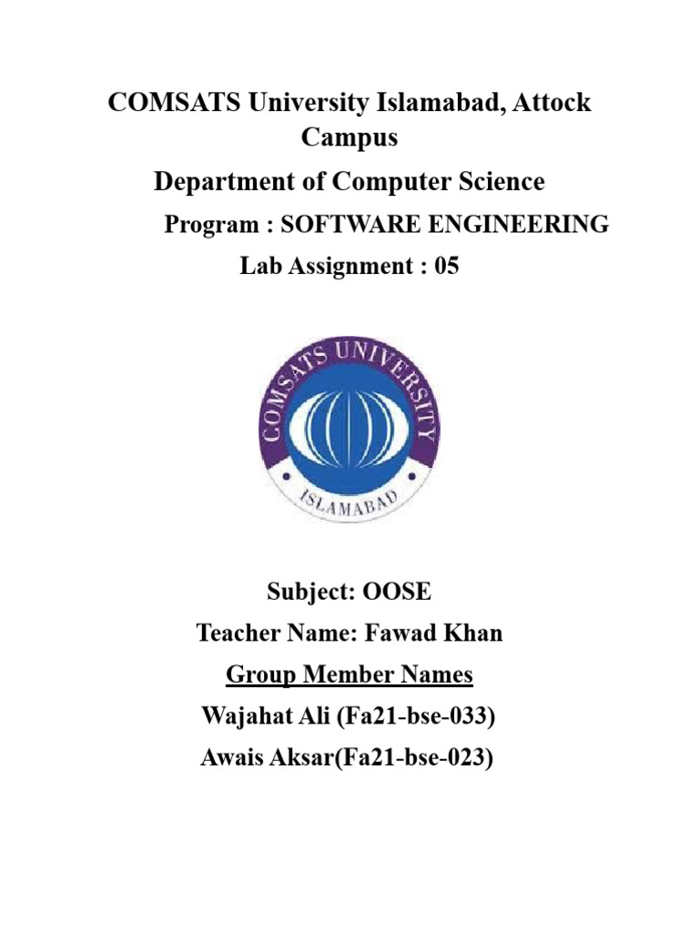 OOSE LAb Assignment 5 | PDF