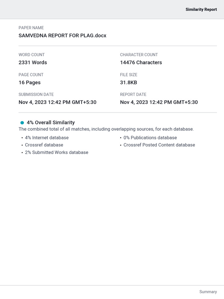 Samvedna Report For Plag | PDF