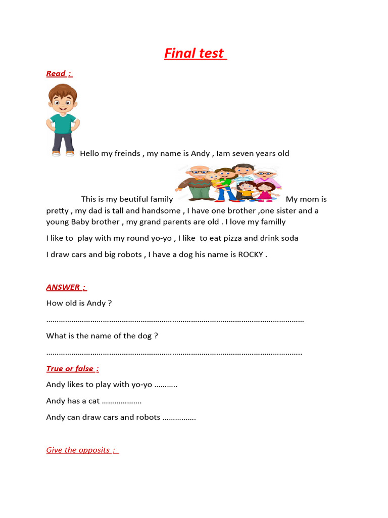 Lets Go 1 Final Test | PDF | Games & Activities