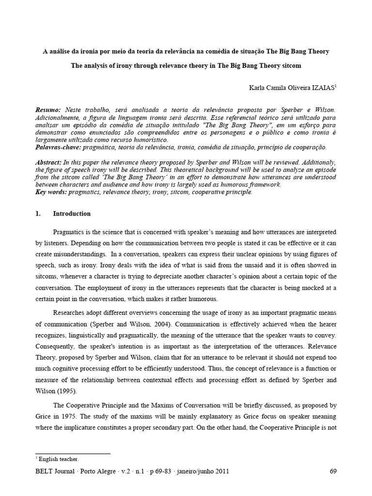 The Analysis of Irony Through Relevance | PDF | Relevance | Human Communication