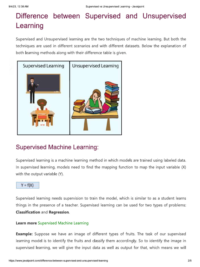Difference Between Supervised and Unsupervised | PDF