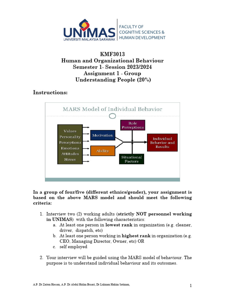 KMF3013 - Assignment - 1 2023 - 2024 | PDF | Science | Behavioural Sciences