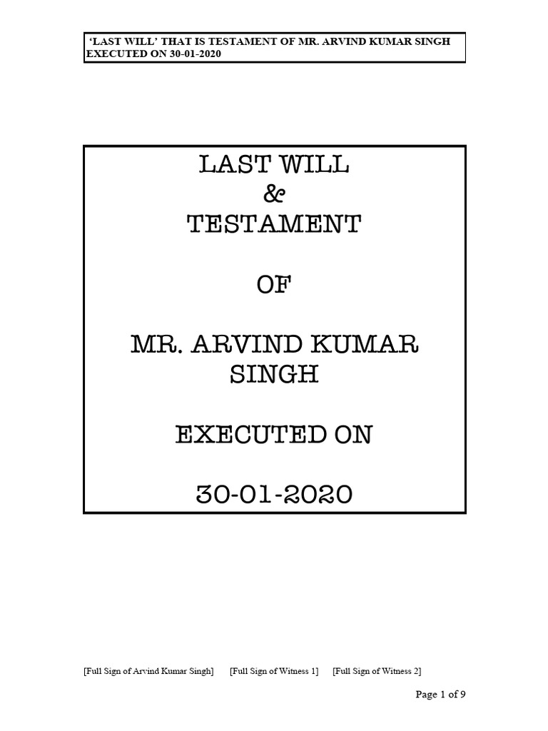 Legal Will Draft Sample 9d47114481 | PDF | Will And Testament | Civil ...