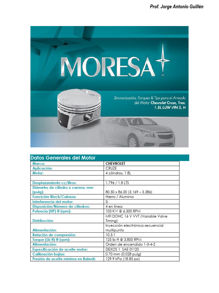 Torque de Cabeza Chevrolet Cruze 1.8 | PDF | Vehículos | Bienes ...