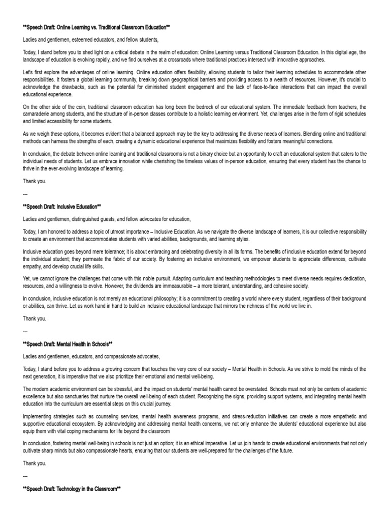 Speech Draft | PDF | Social Science | Wellness