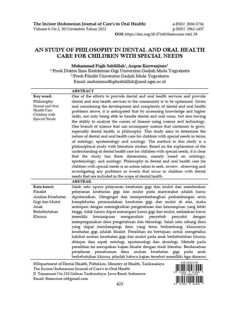 An Study of Philosophy in Dental and Oral Health C | Download Free PDF | Dentistry | Science