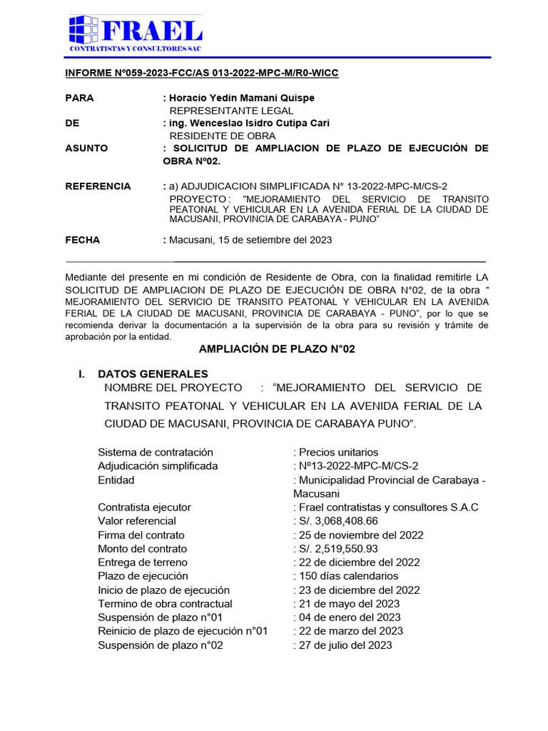 Ampliacion de Plazo 02 | PDF