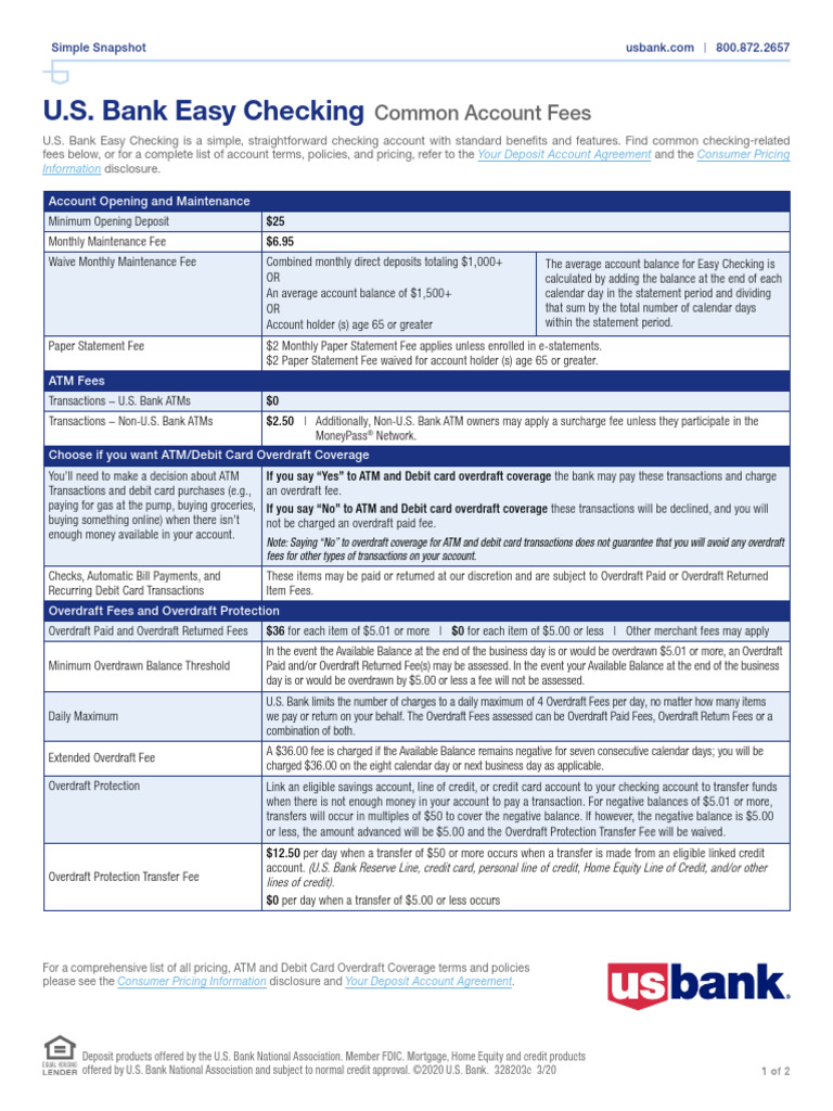 Easy Checking Snapshot | PDF | Overdraft | Transaction Account