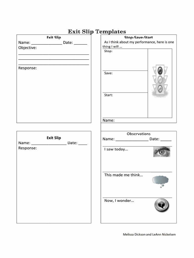 Exit Slip Template - 1 | PDF Exit Slip Template - 1 | PDF