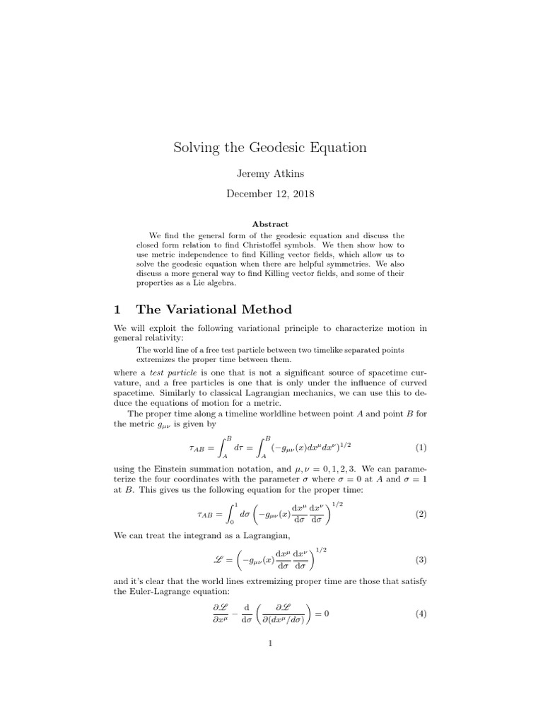 Solving Geodesic Equation | PDF