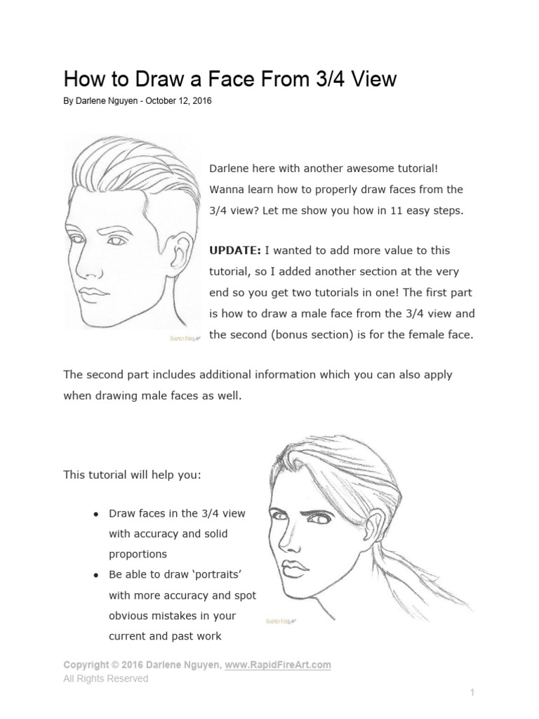 RapidFireArt Tutorials How To Draw A Face 3 Quarter View - UPDATED ...