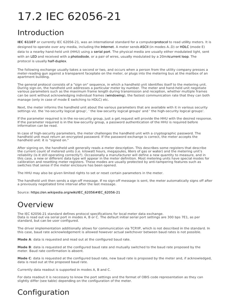 IEC 62056-21 Meter Protocol Guide | PDF