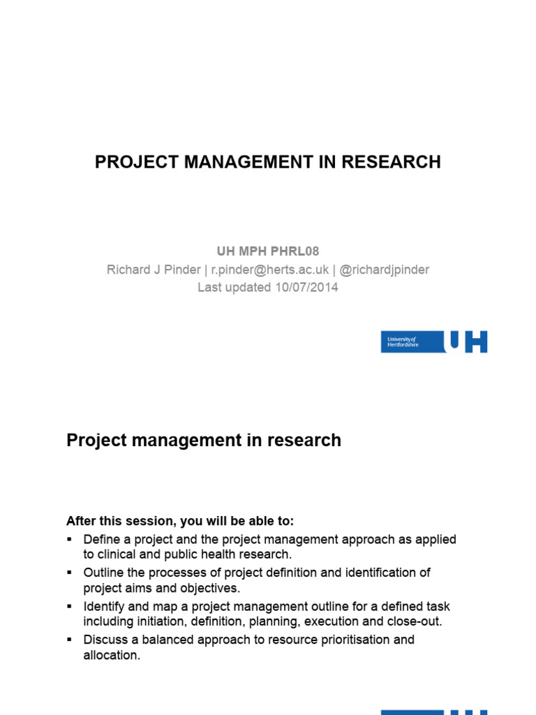 Research and Project Management SLIDES | PDF